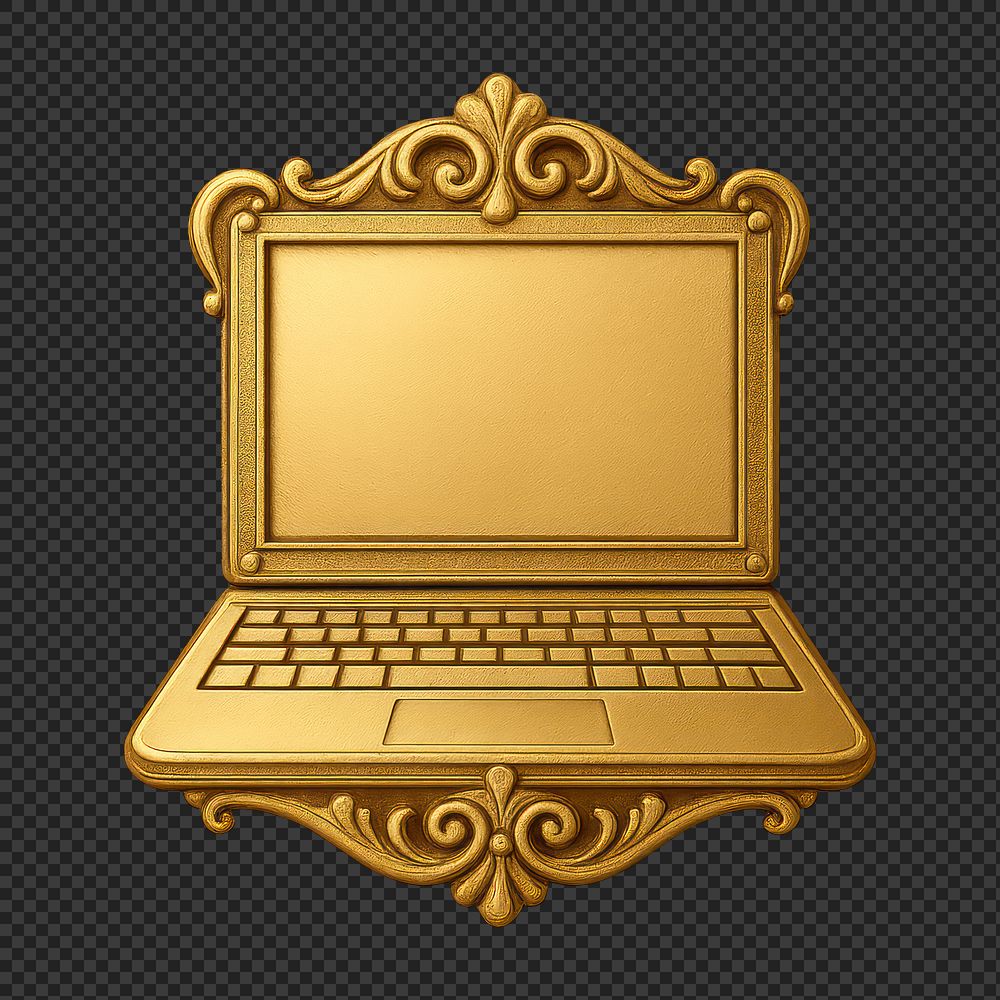 PNG Elegant golden laptop frame | Free PNG - rawpixel