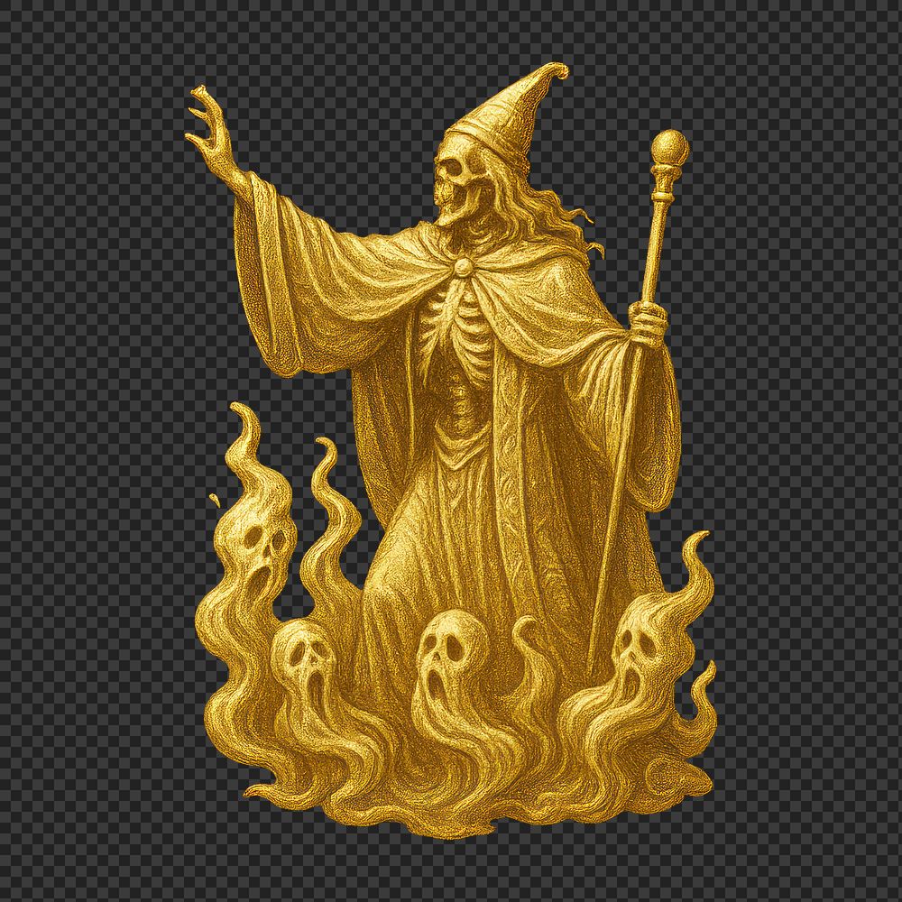 PNG Mystical skeleton wizard conjuring | Free PNG - rawpixel