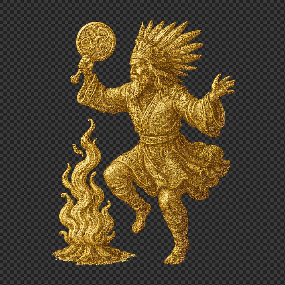 PNG Golden shaman performing ritual | Free PNG - rawpixel
