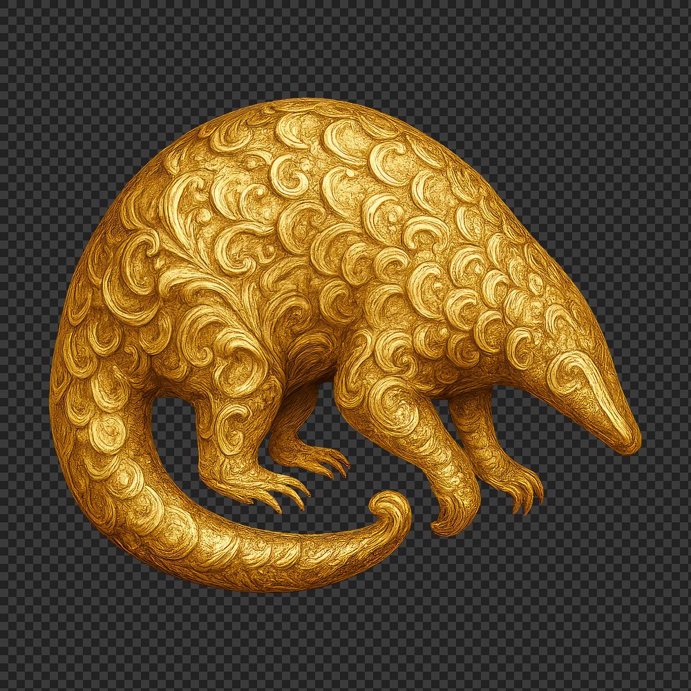 PNG Golden ornate pangolin illustration | Free PNG - rawpixel