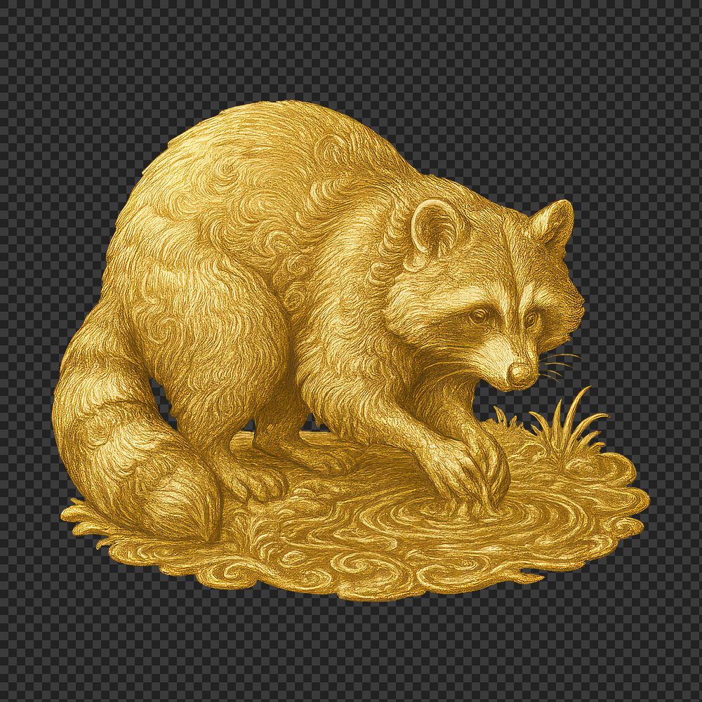 PNG Golden raccoon illustration art | Free PNG - rawpixel