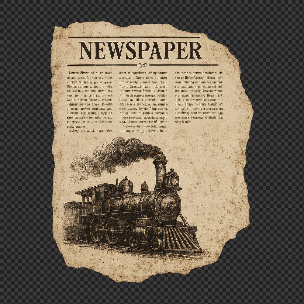 PNG Vintage train newspaper illustration | Free PNG - rawpixel