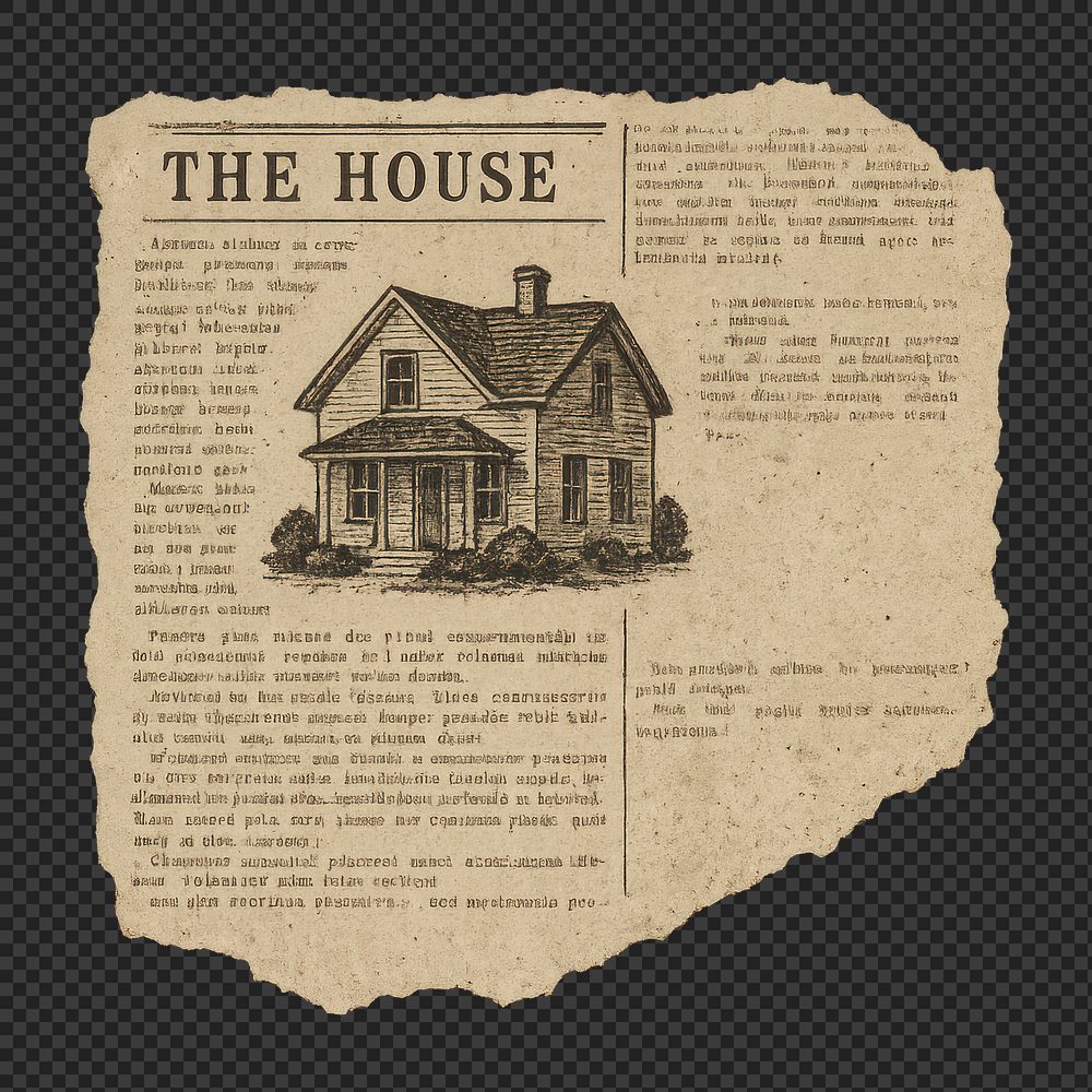 PNG Vintage newspaper house illustration | Free PNG - rawpixel