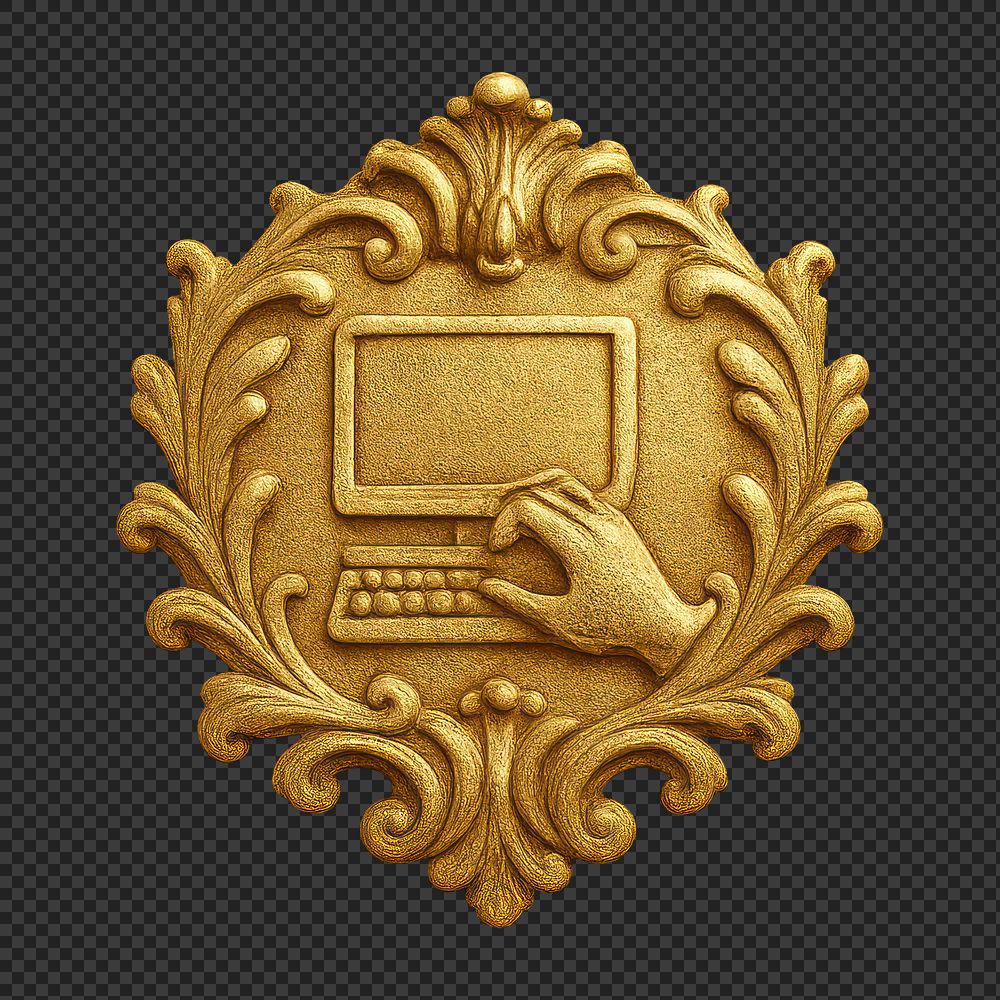 PNG Golden ornate computer emblem | Free PNG - rawpixel