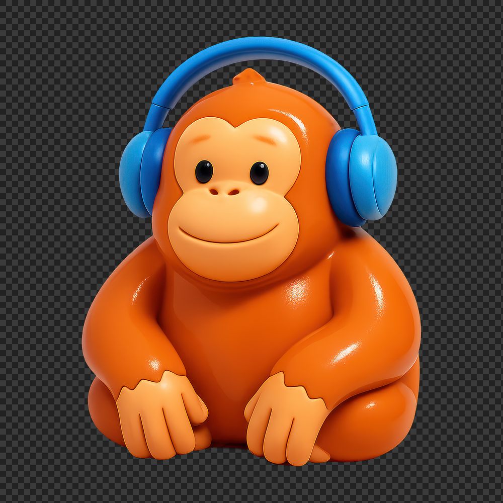 PNG Playful monkey wearing headphones | Free PNG - rawpixel