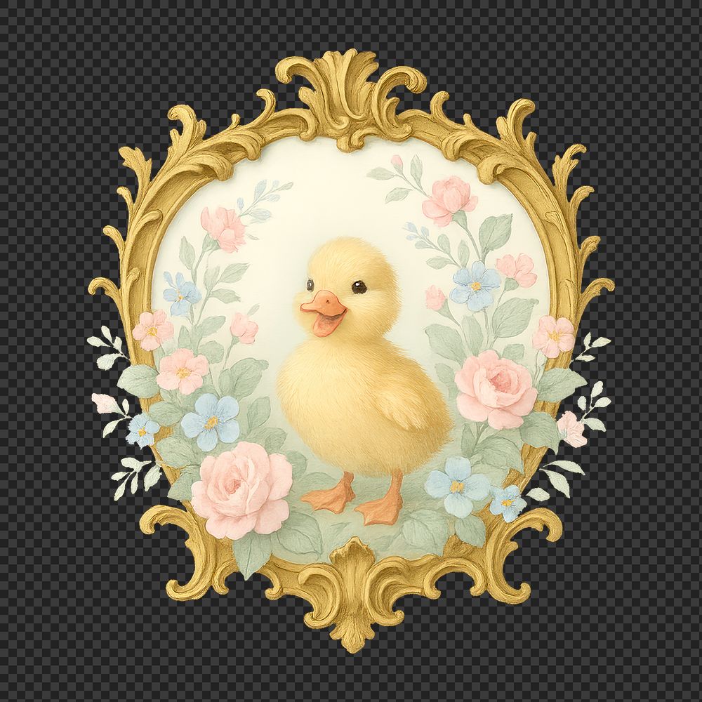 PNG Charming duckling floral frame | Free PNG - rawpixel