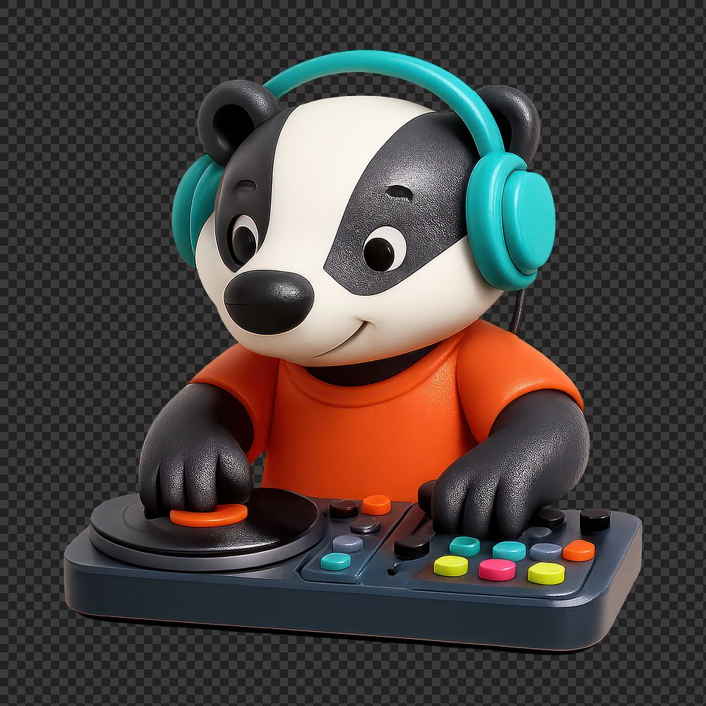 PNG Cartoon badger DJ mixing | Free PNG - rawpixel