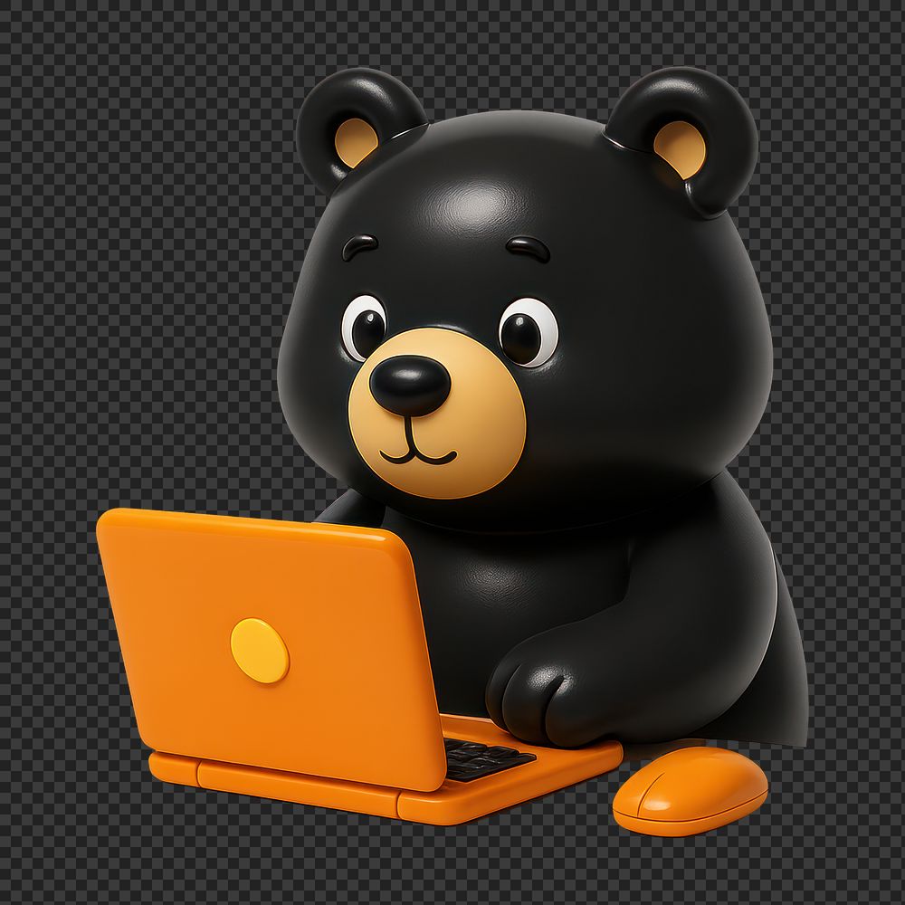 PNG Cute bear using laptop | Free PNG - rawpixel