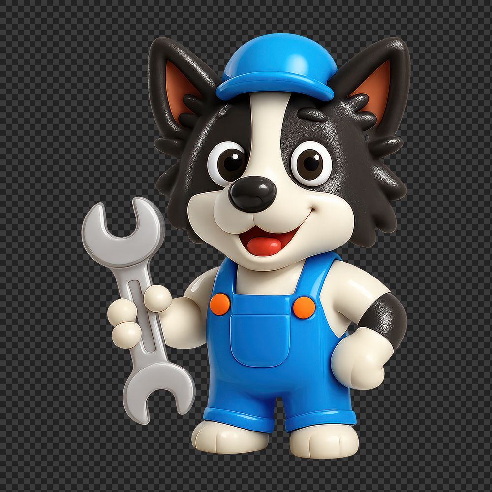 PNG Cartoon dog mechanic illustration | Free PNG - rawpixel