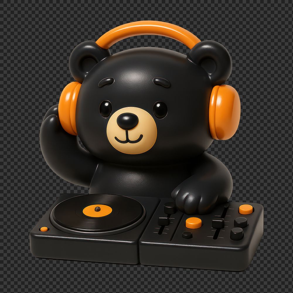 PNG Adorable DJ bear illustration | Free PNG - rawpixel