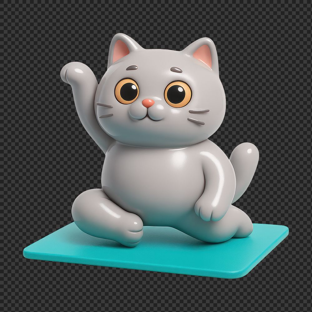 PNG Cute cartoon cat figurine | Free PNG - rawpixel