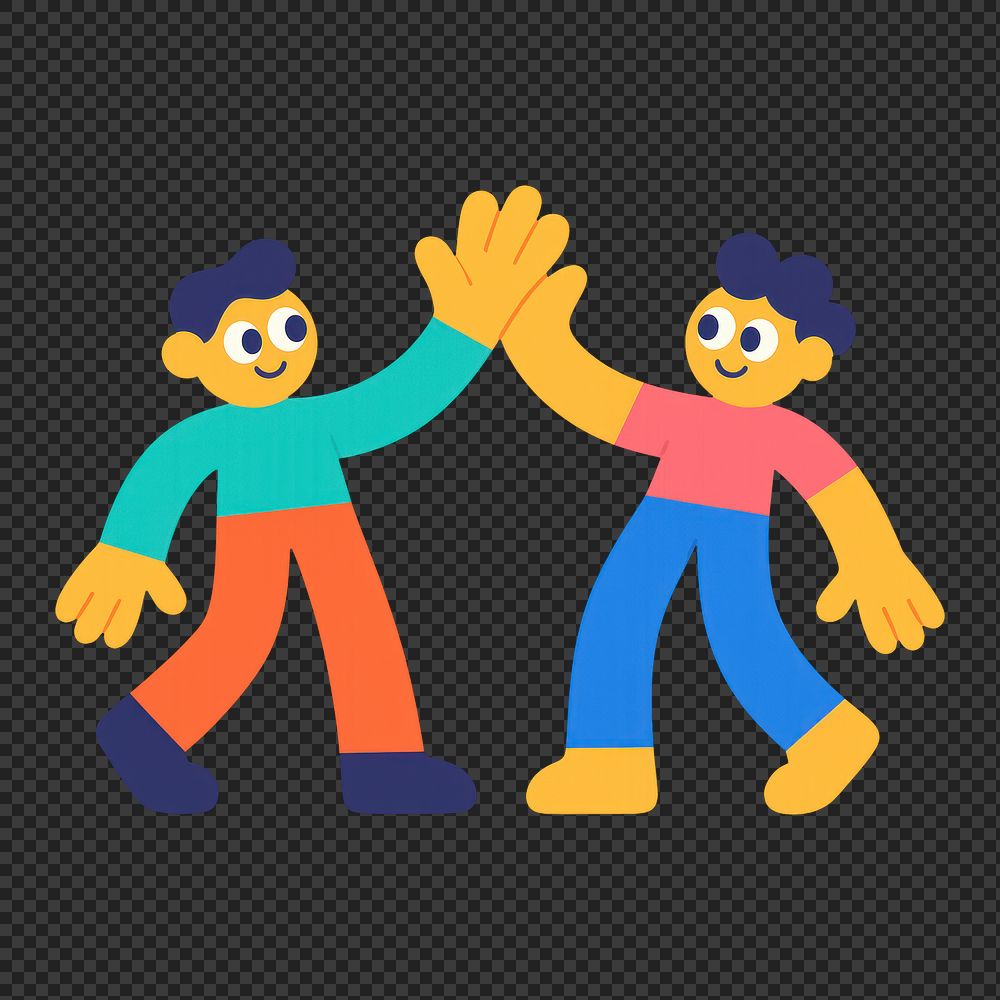 PNG Colorful cartoon characters high-five | Free PNG - rawpixel