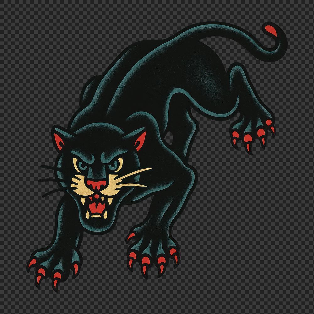 PNG Fierce black panther illustration | Free PNG - rawpixel