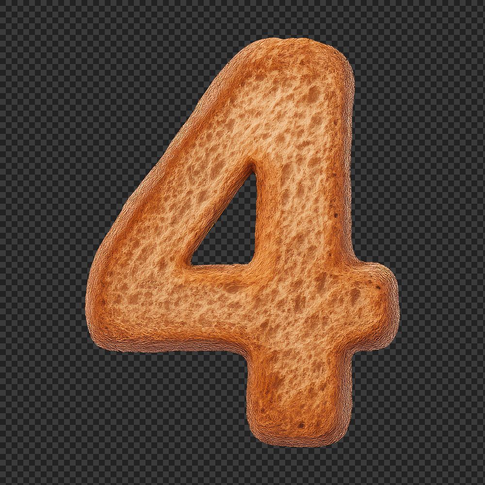 PNG Toasted bread number four | Free PNG - rawpixel