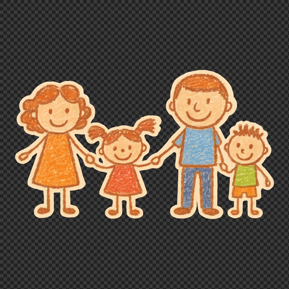 PNG Colorful family drawing illustration | Free PNG - rawpixel