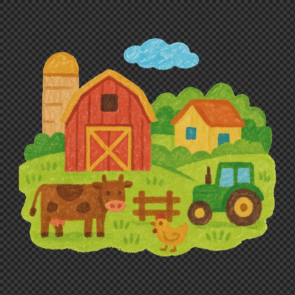 PNG Colorful farm scene illustration | Free PNG - rawpixel