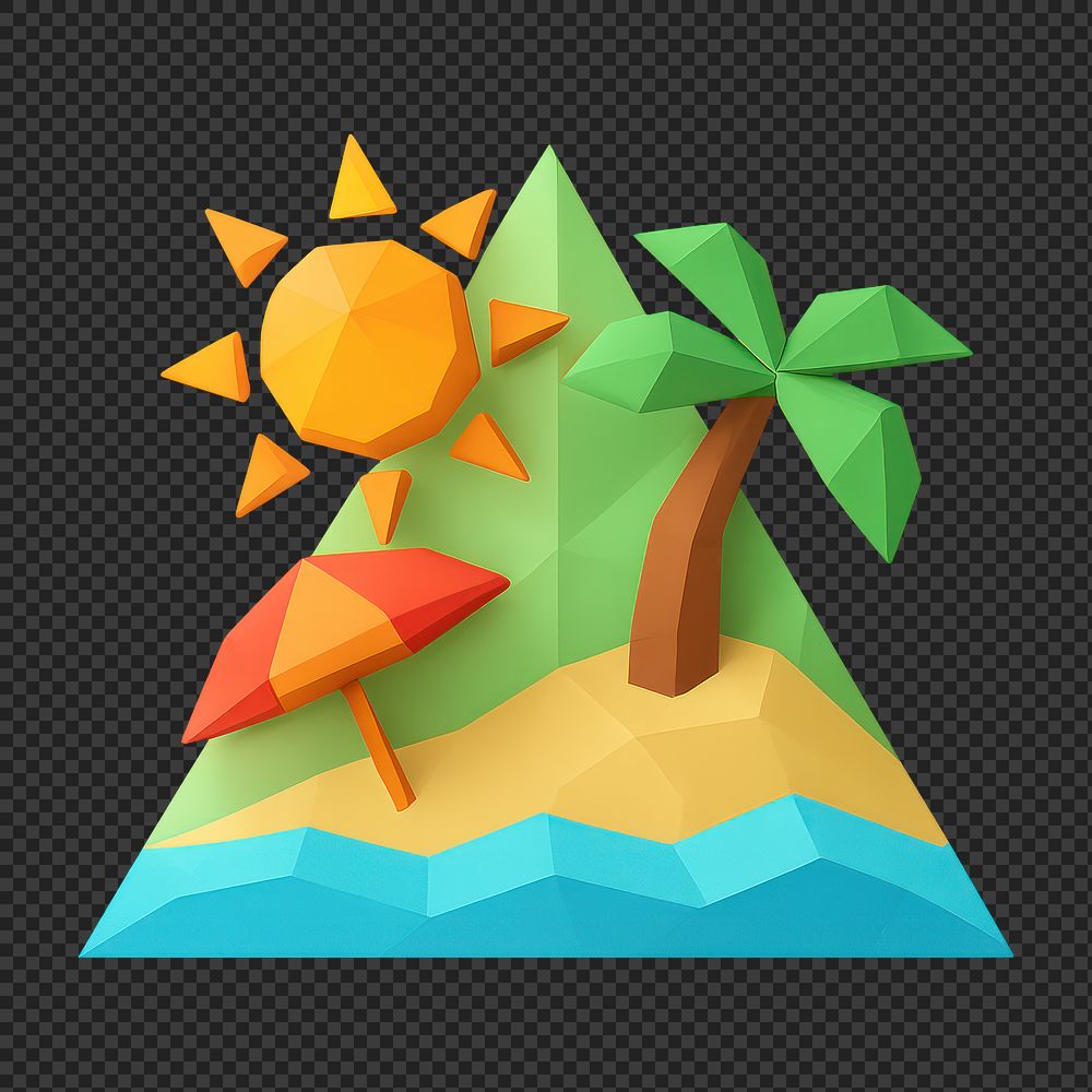 PNG Tropical paradise low-poly illustration | Free PNG - rawpixel