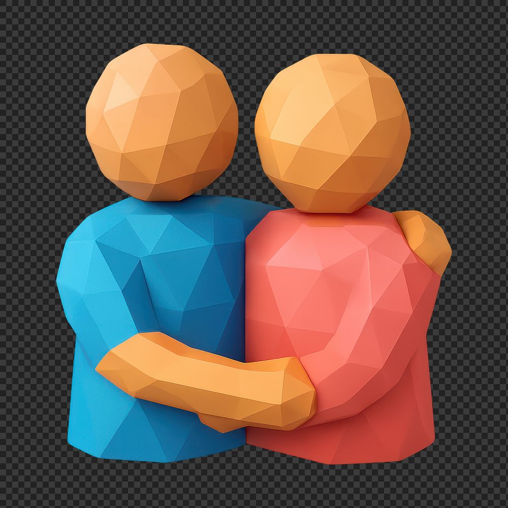 PNG Low-poly figures embracing warmly | Free PNG - rawpixel