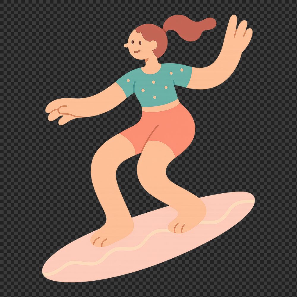 PNG Playful cartoon surfing character | Free PNG - rawpixel