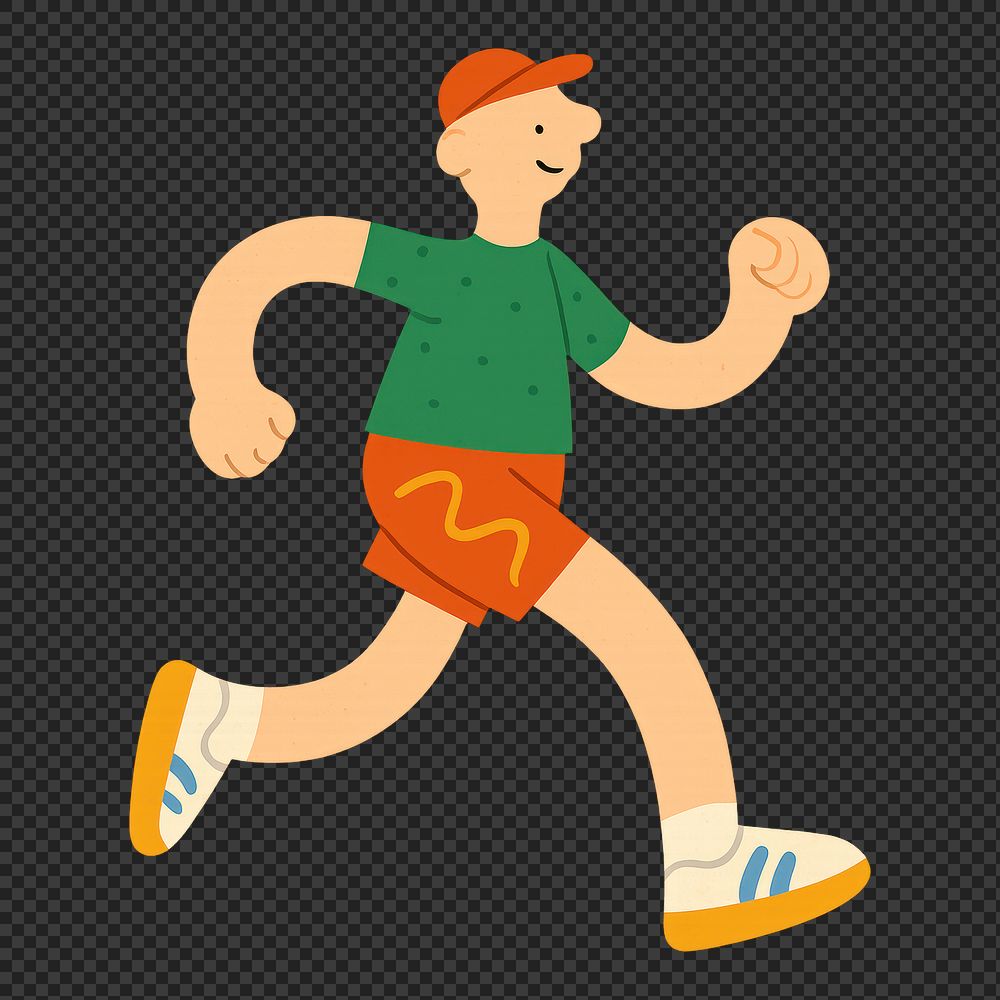 PNG Cartoon person jogging happily | Free PNG - rawpixel