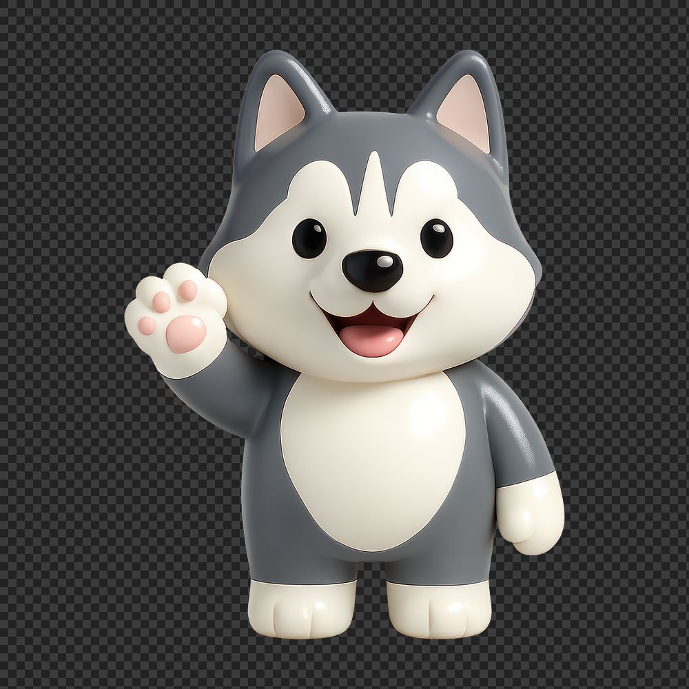 PNG Cute cartoon husky waving | Free PNG - rawpixel