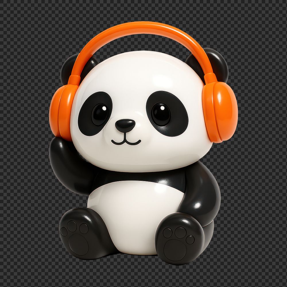 PNG Cute panda wearing headphones | Free PNG - rawpixel