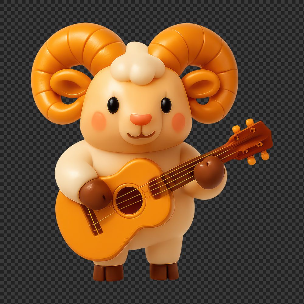 PNG Cute ram playing guitar | Free PNG - rawpixel