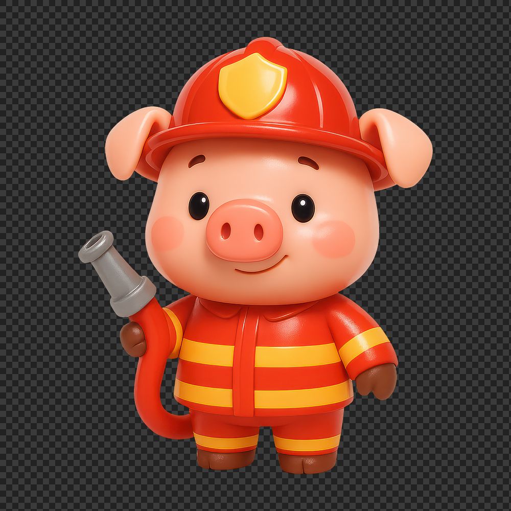 PNG Cute pig firefighter illustration | Free PNG - rawpixel