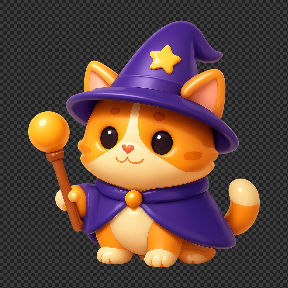 PNG Cute magical cat wizard | Free PNG - rawpixel