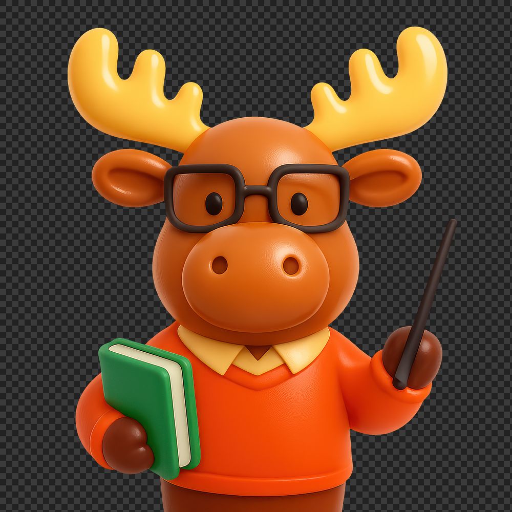 PNG Cartoon moose teacher illustration | Free PNG - rawpixel