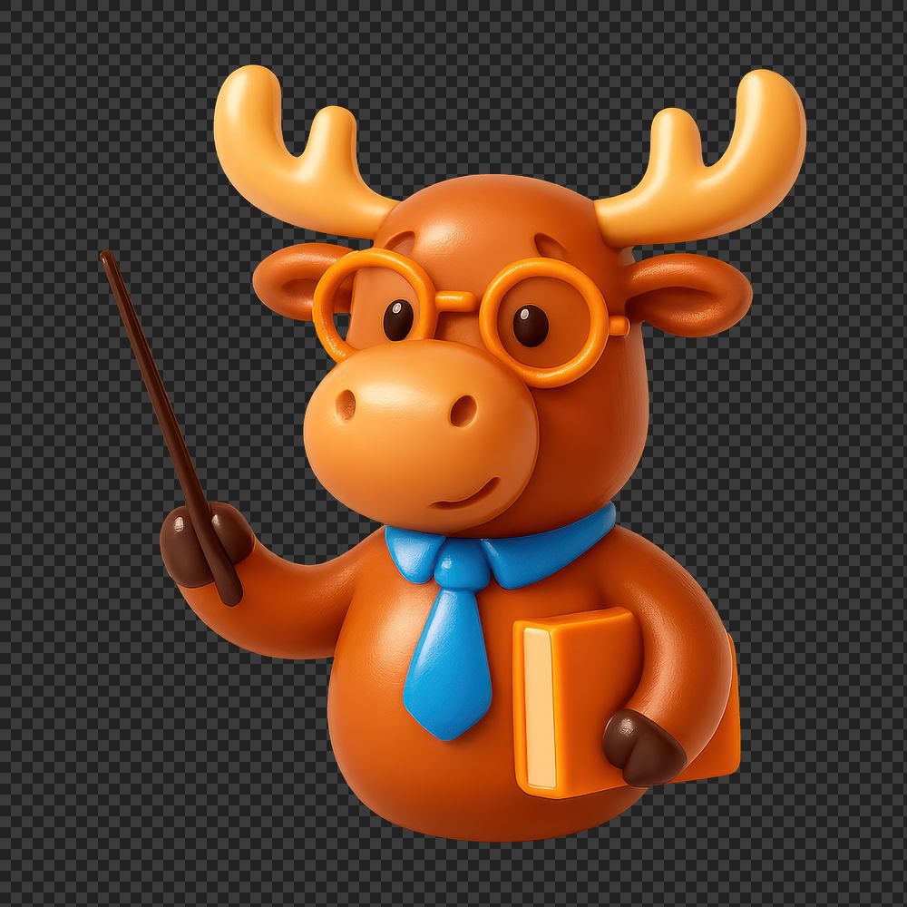 PNG Cartoon moose teacher illustration | Free PNG - rawpixel