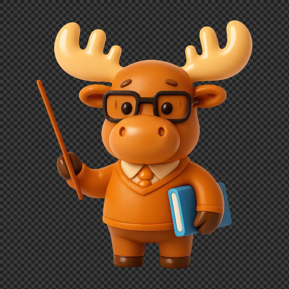 PNG Cartoon moose teacher illustration | Free PNG - rawpixel