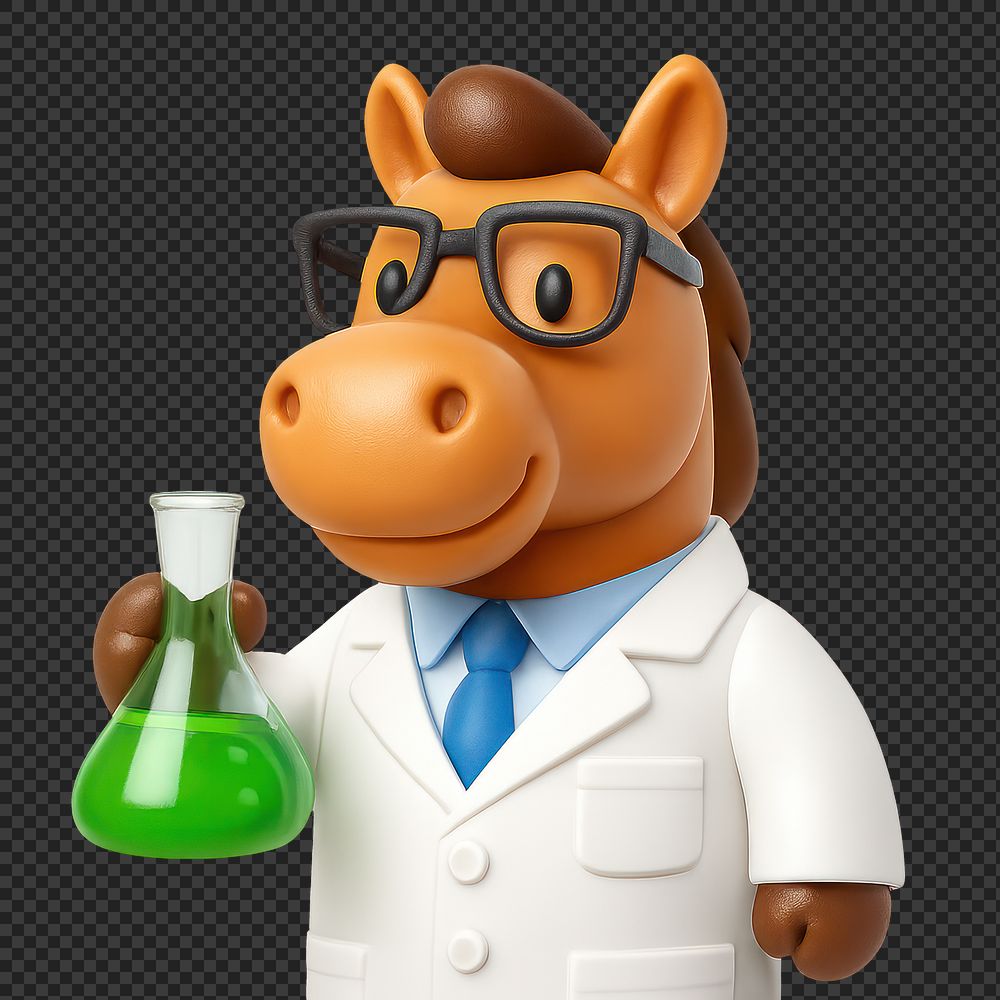 PNG Cartoon horse scientist illustration | Free PNG - rawpixel