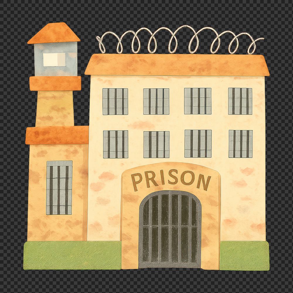 PNG Cartoon prison building illustration | Premium PNG - rawpixel