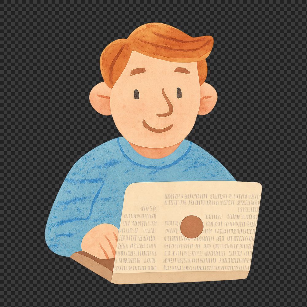 PNG Smiling man using laptop | Free PNG - rawpixel