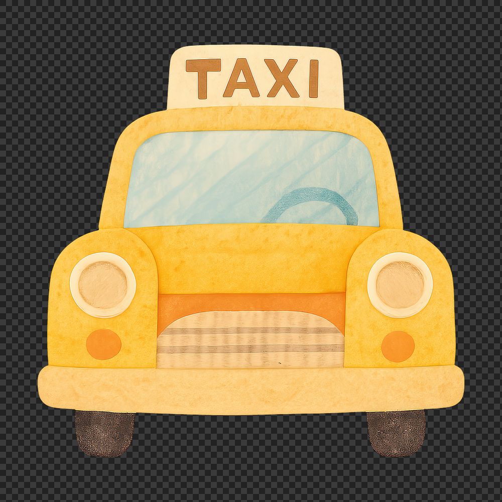 PNG Vintage paper cut taxi | Free PNG - rawpixel