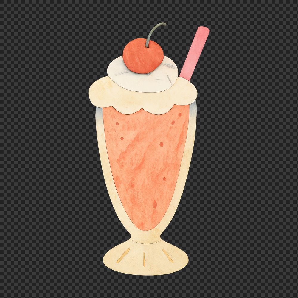 PNG Vintage milkshake illustration cherry | Free PNG - rawpixel
