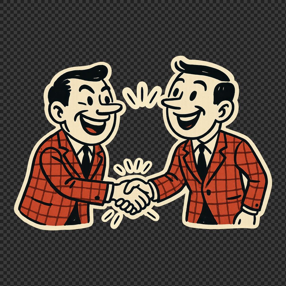 PNG Retro handshake cartoon illustration | Free PNG - rawpixel