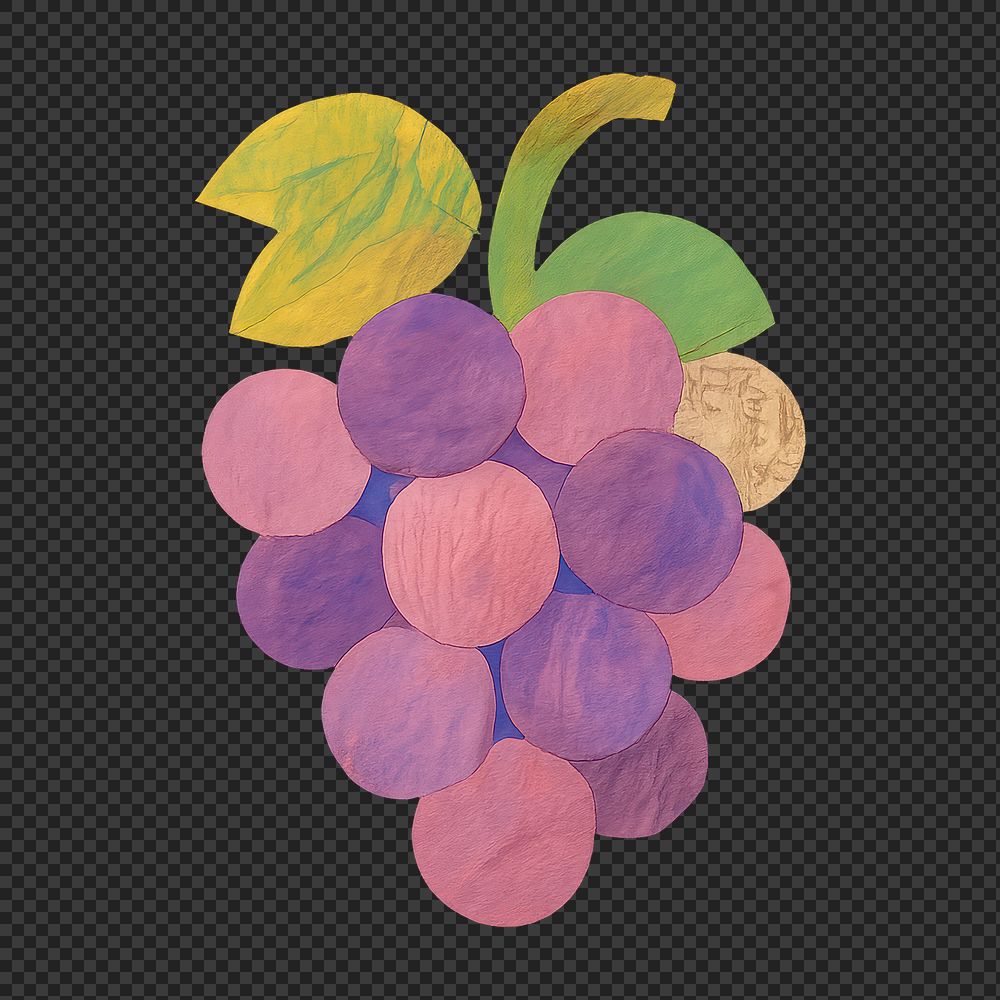 PNG Colorful paper collage grapes | Free PNG - rawpixel