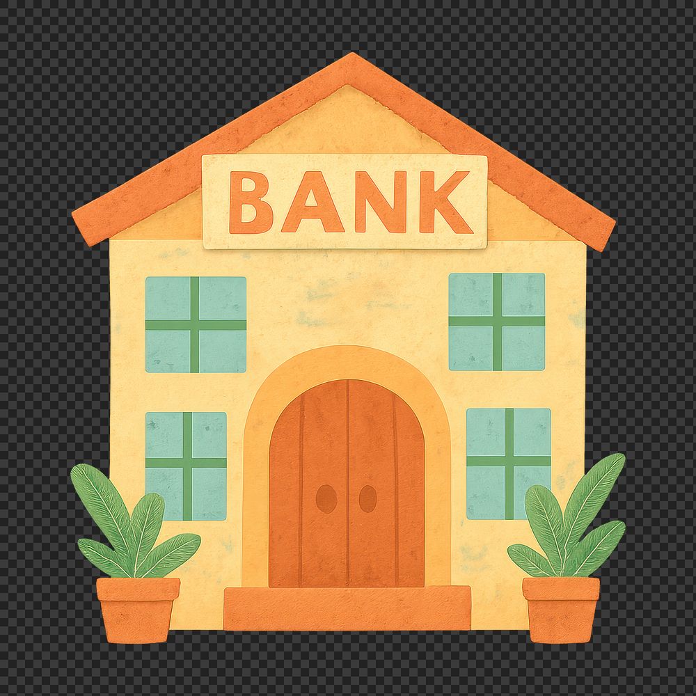 PNG Cartoon bank building illustration | Free PNG - rawpixel