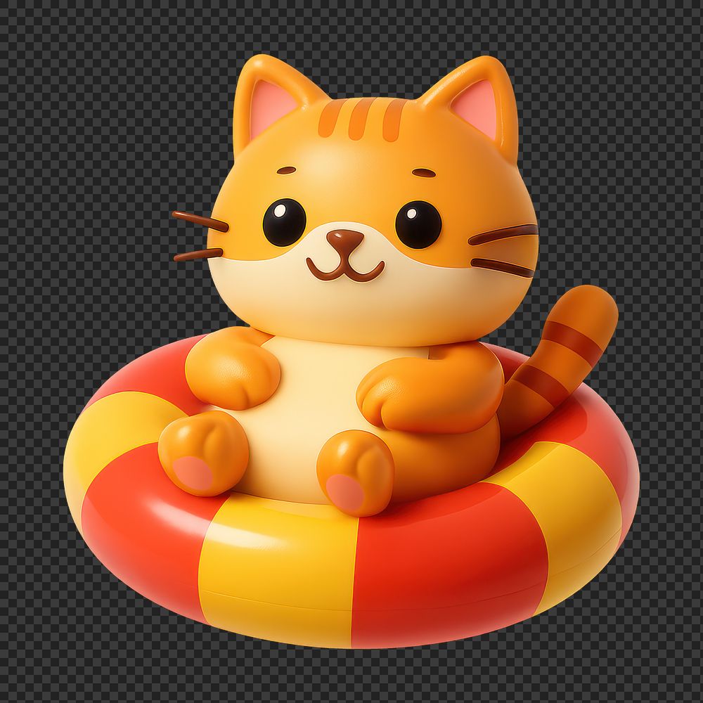 PNG Cute cartoon cat figurine | Free PNG - rawpixel