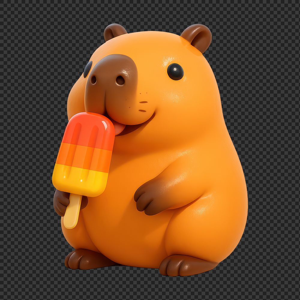 PNG Cute capybara enjoying popsicle | Free PNG - rawpixel