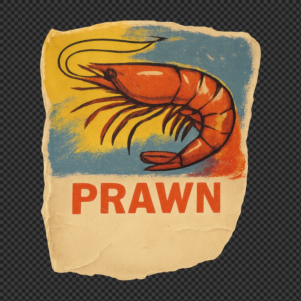 PNG Vintage prawn label illustration | Free PNG - rawpixel