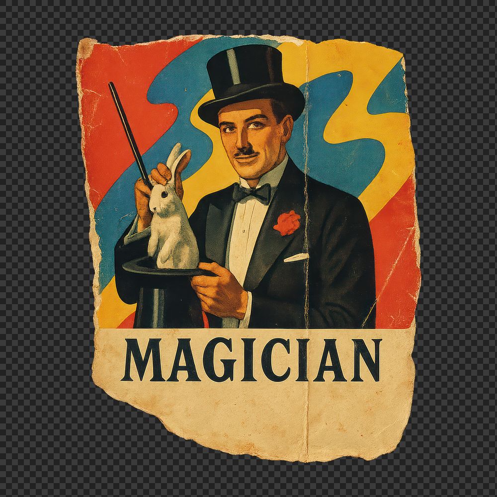 PNG Vintage magician poster illustration | Free PNG - rawpixel