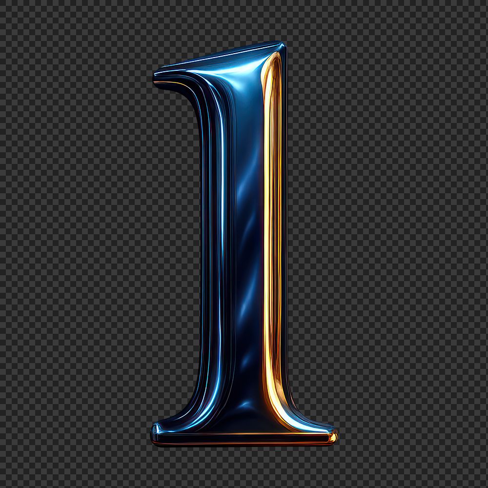 Elegant metallic number one | Free PNG - rawpixel