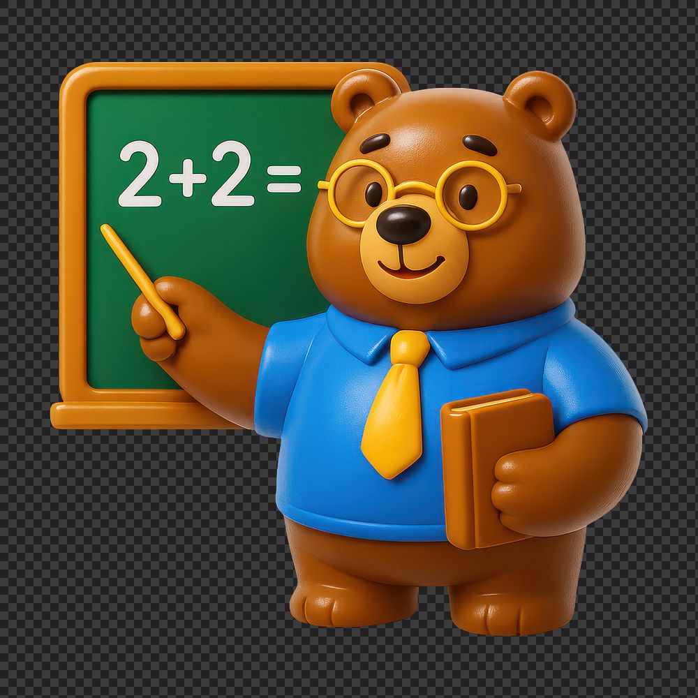 PNG Cute bear teaching math | Free PNG - rawpixel