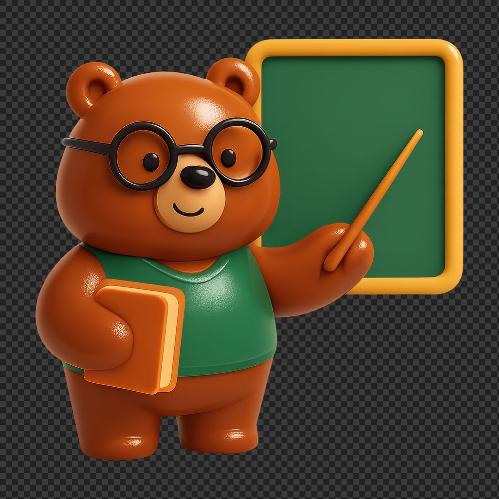 PNG Cute bear teacher illustration | Free PNG - rawpixel