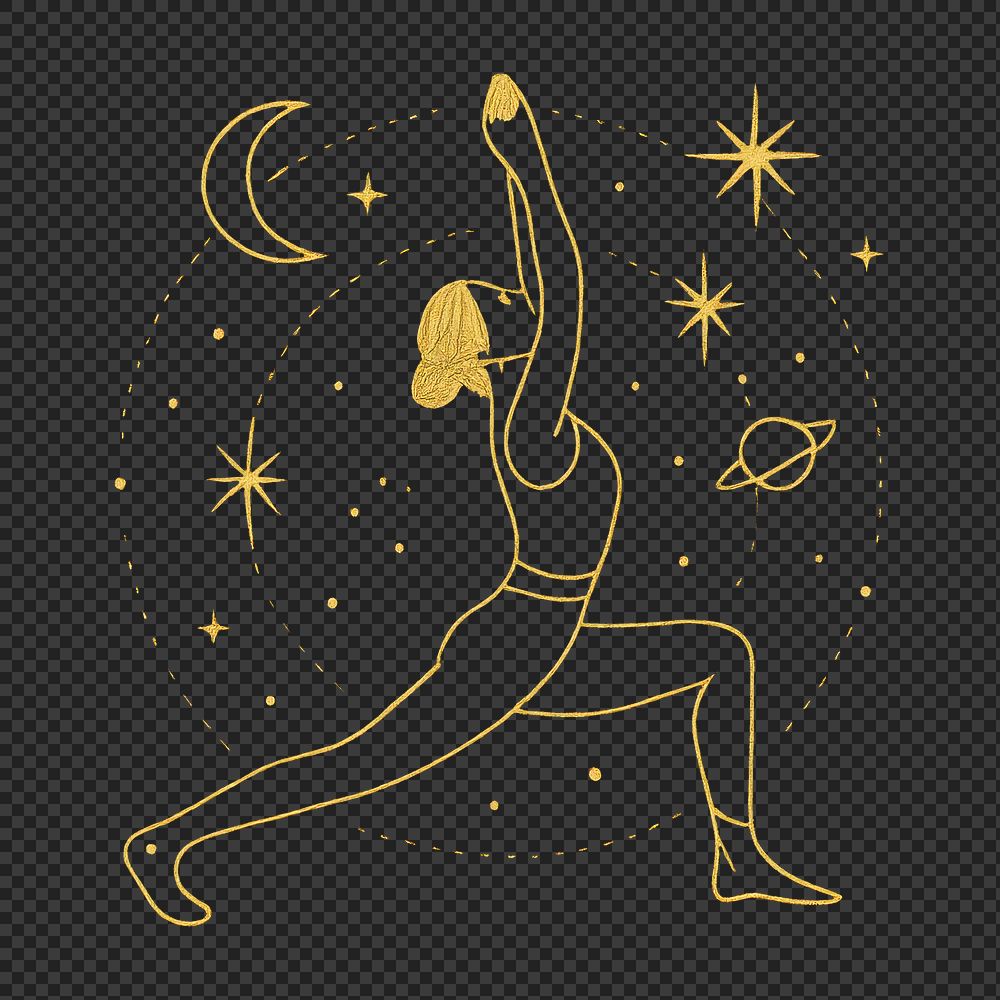 PNG Celestial yoga pose illustration | Free PNG - rawpixel