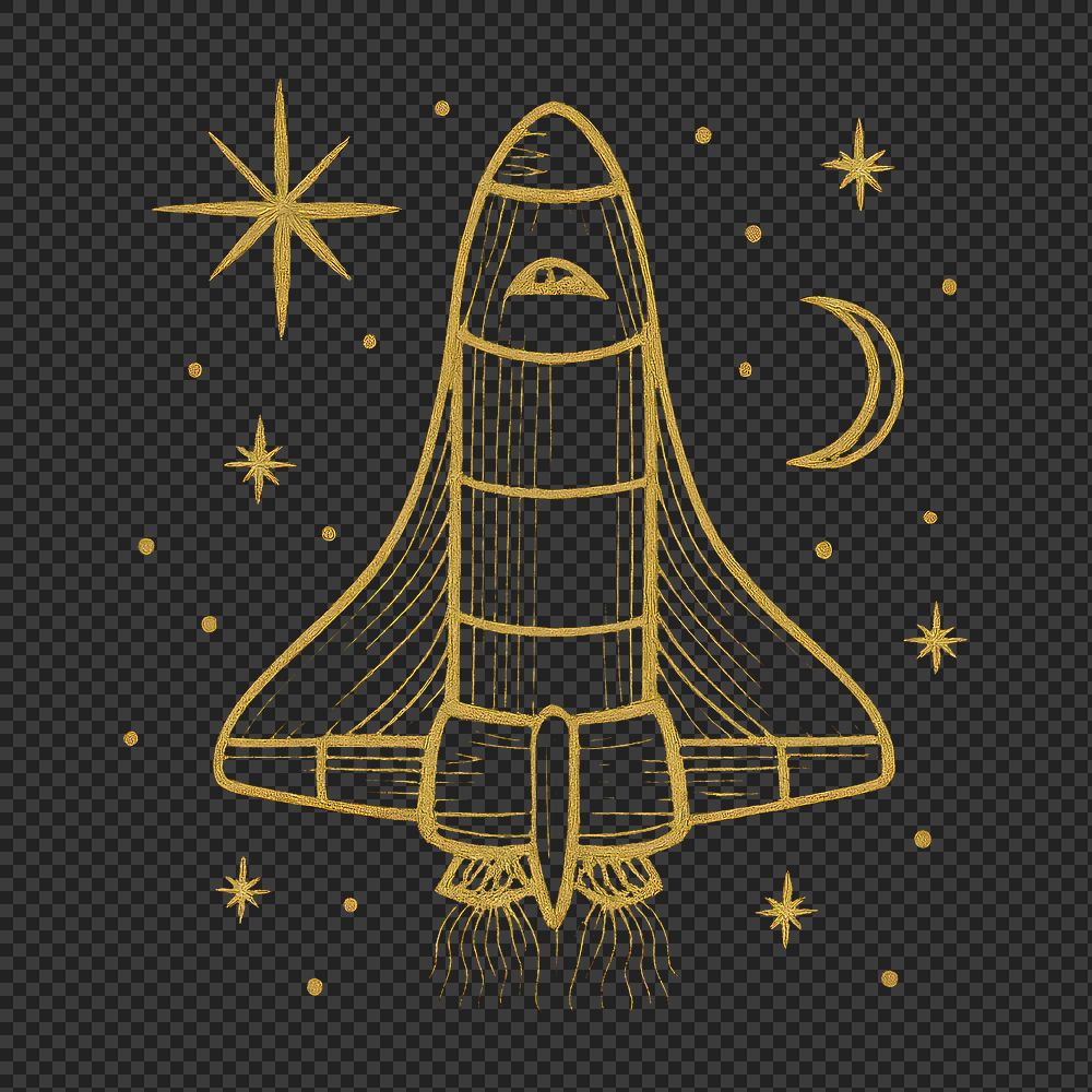 PNG Golden space shuttle illustration | Free PNG - rawpixel
