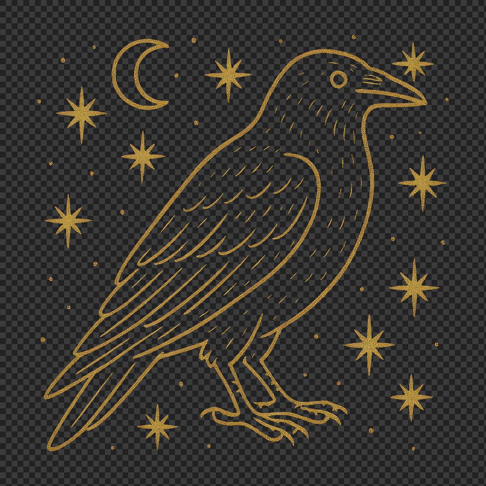 PNG Celestial raven amidst golden | Free PNG - rawpixel